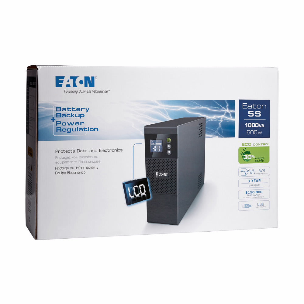 Eaton 5S 5S1000LCD 1000VA / 600W 120V Line-interactive Tower UPS – cpwarehouse