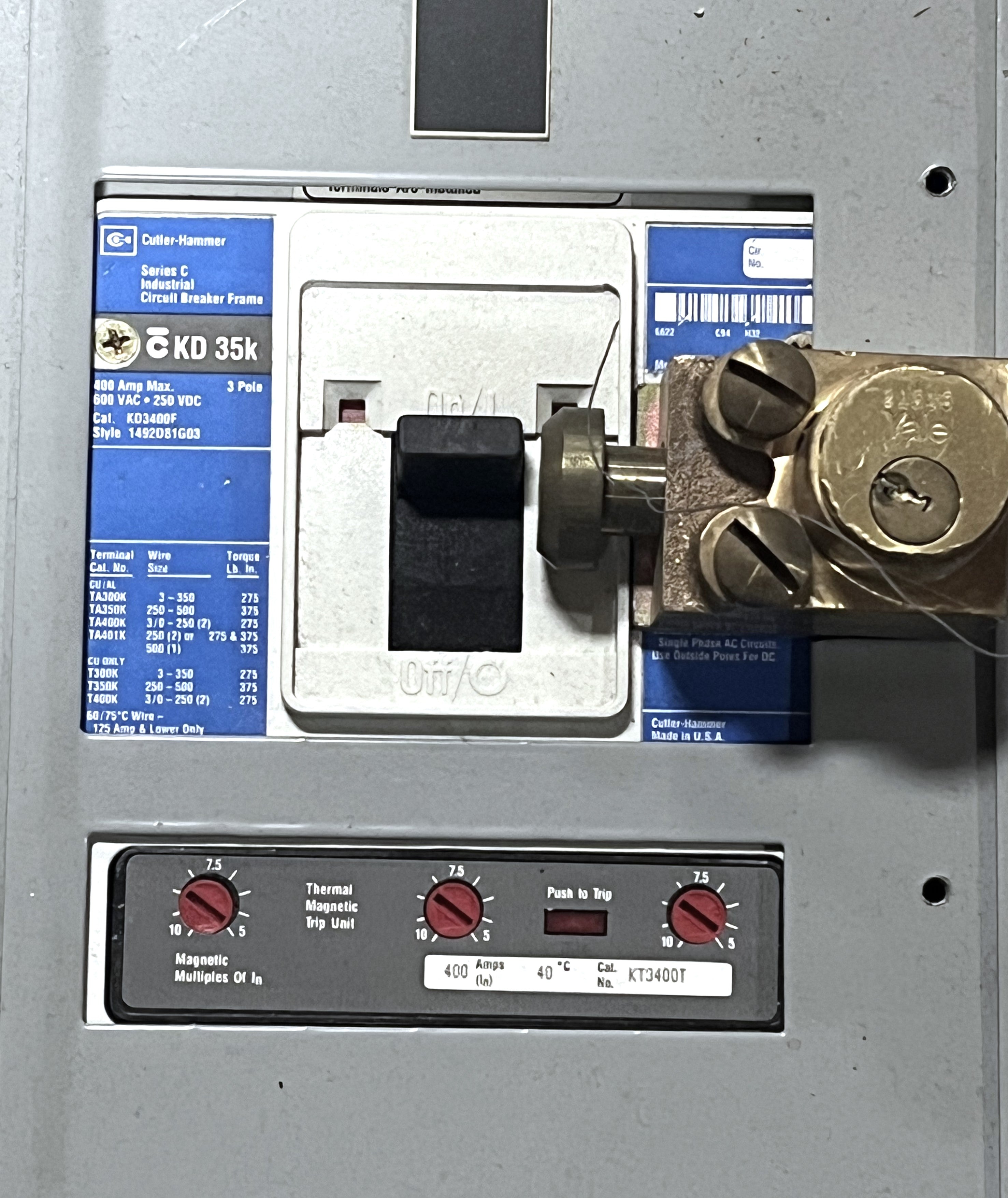 Cutler-Hammer Maintenance Bypass Switch 400A 3 PH (PRL-4B) – Critical ...