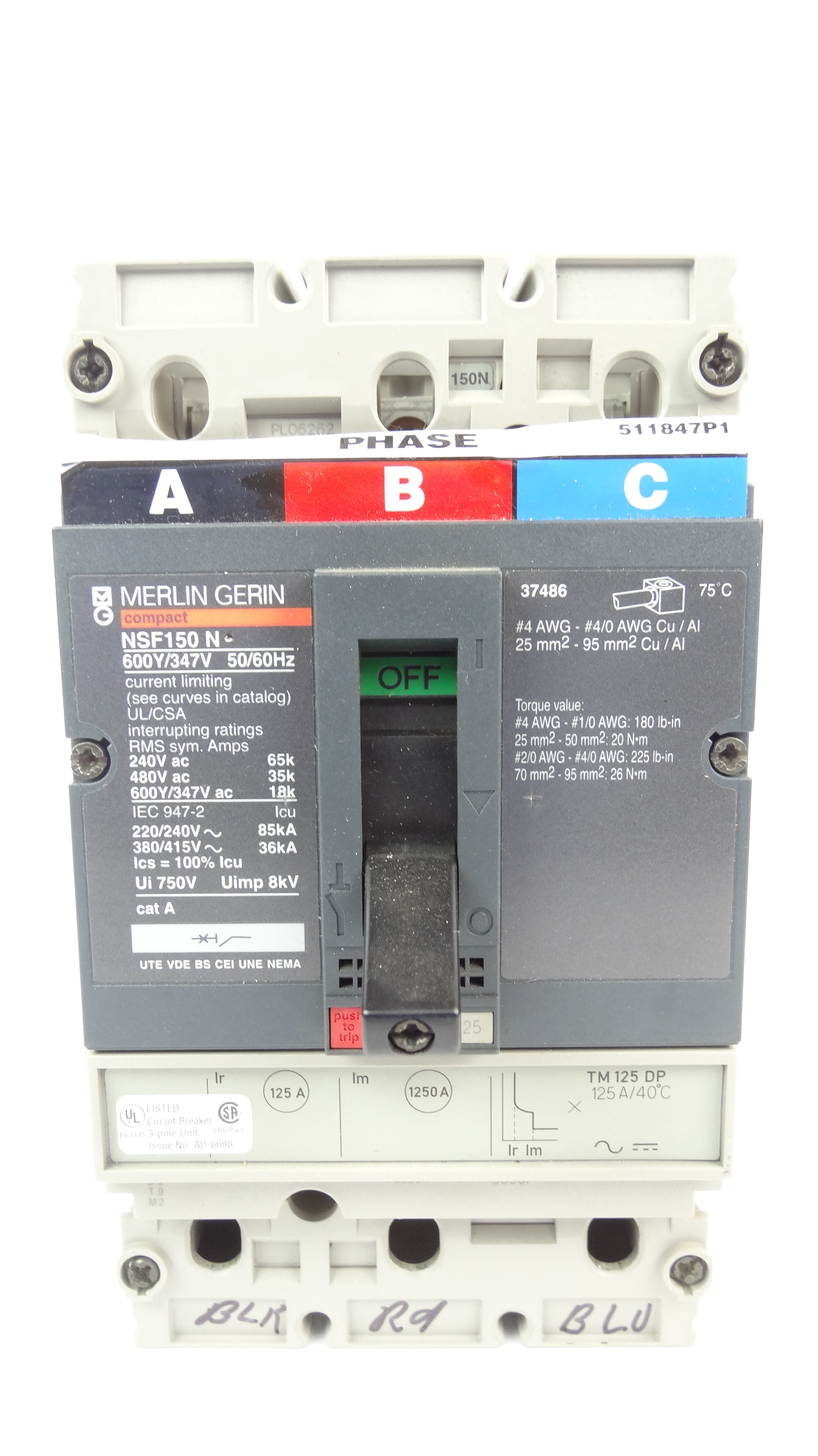 Merlin Gerin NSF150N 125A 3-Pole Circuit Breaker – Critical Parts Warehouse