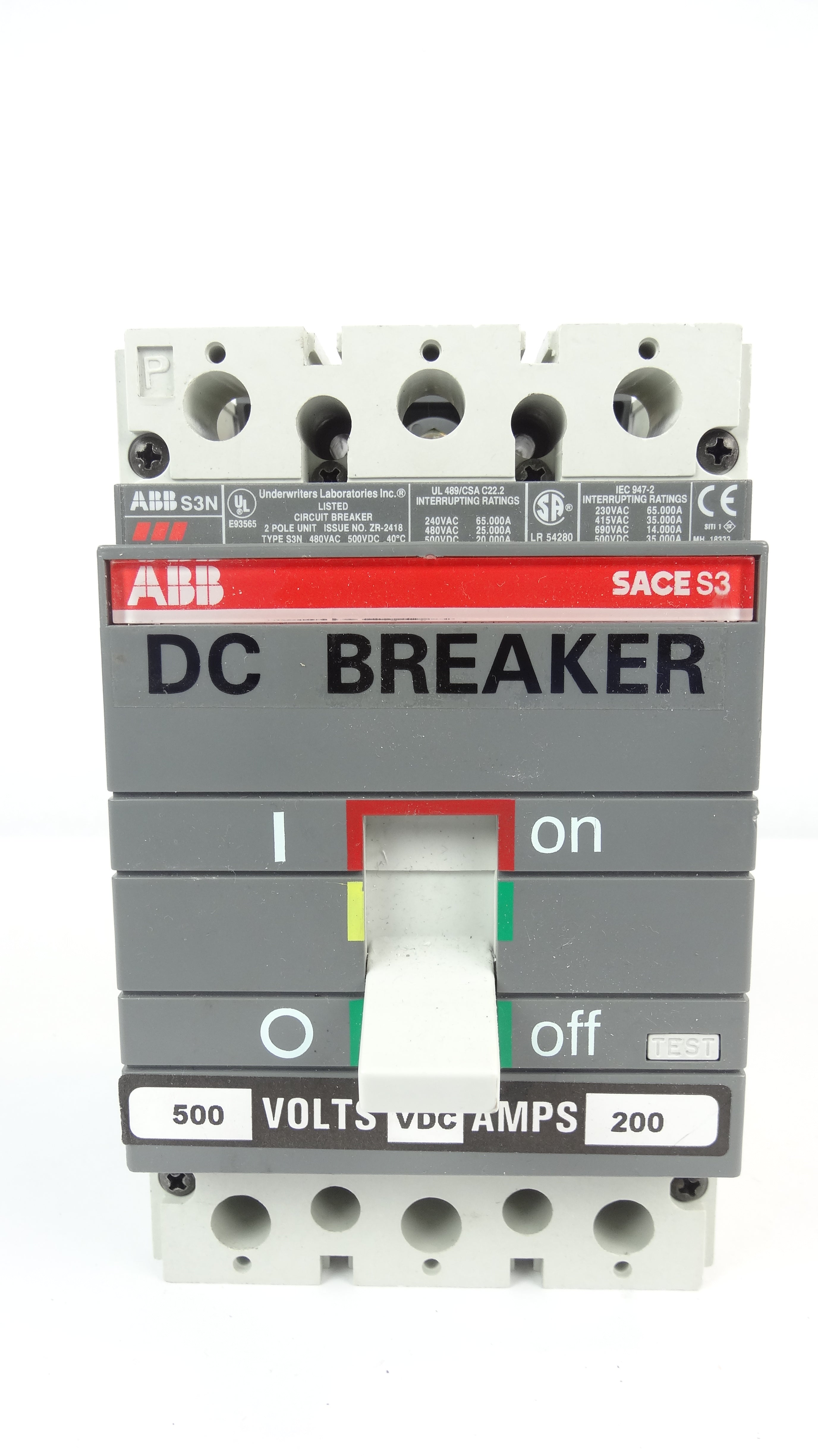 ABB SACE S3 S3N ZR-2418 2-Pole 200A Circuit Breaker – Critical Parts ...