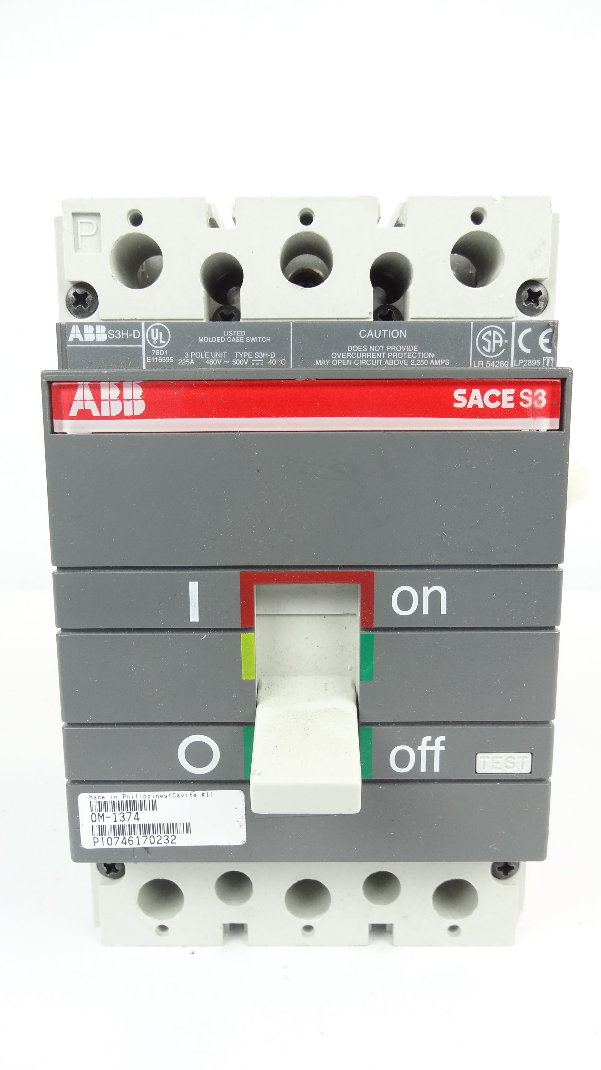 ABB SACE S3 S3H-D OM-1374 225A 3-Pole Circuit Breaker – Critical Parts ...