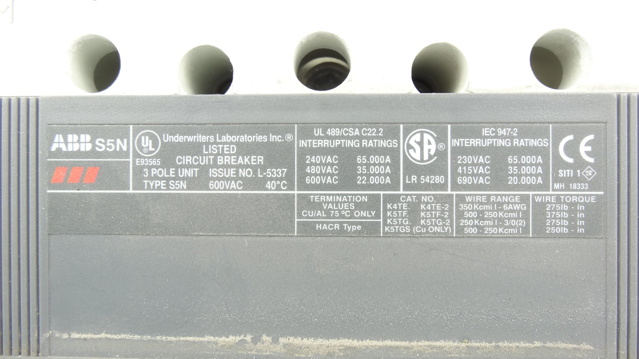 ABB SACE S5 S5N 122160006-001 250A 3-Pole Circuit Breaker – cpwarehouse