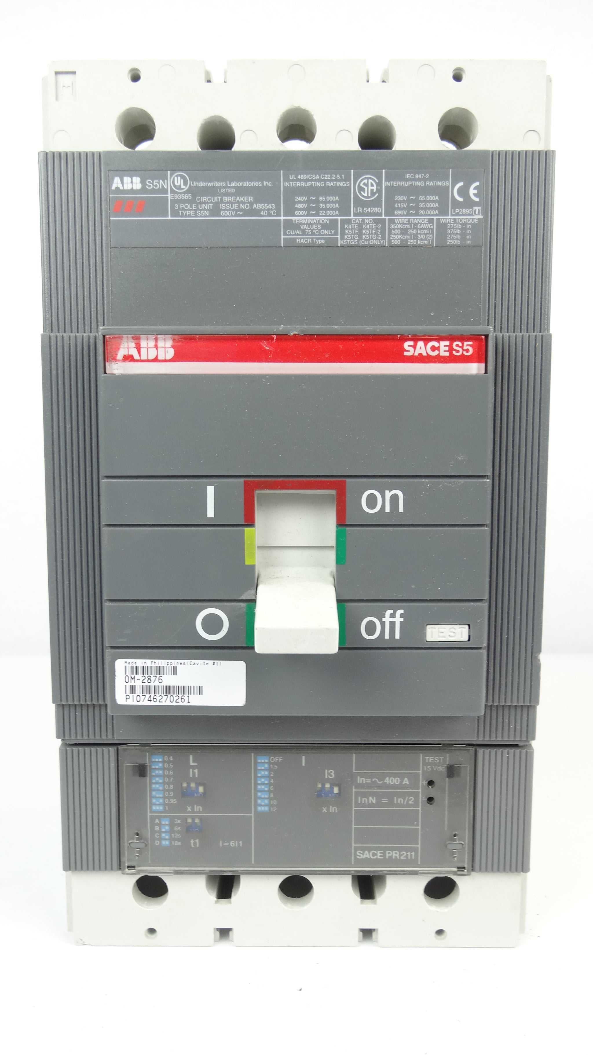 ABB SACE S5 S5N 530-0339 400A 3-Pole Circuit Breaker – cpwarehouse