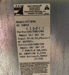 Best Power FERRUPS FE 7kVA 5KW 208V In 120/208/240V Out Single Phase U ...